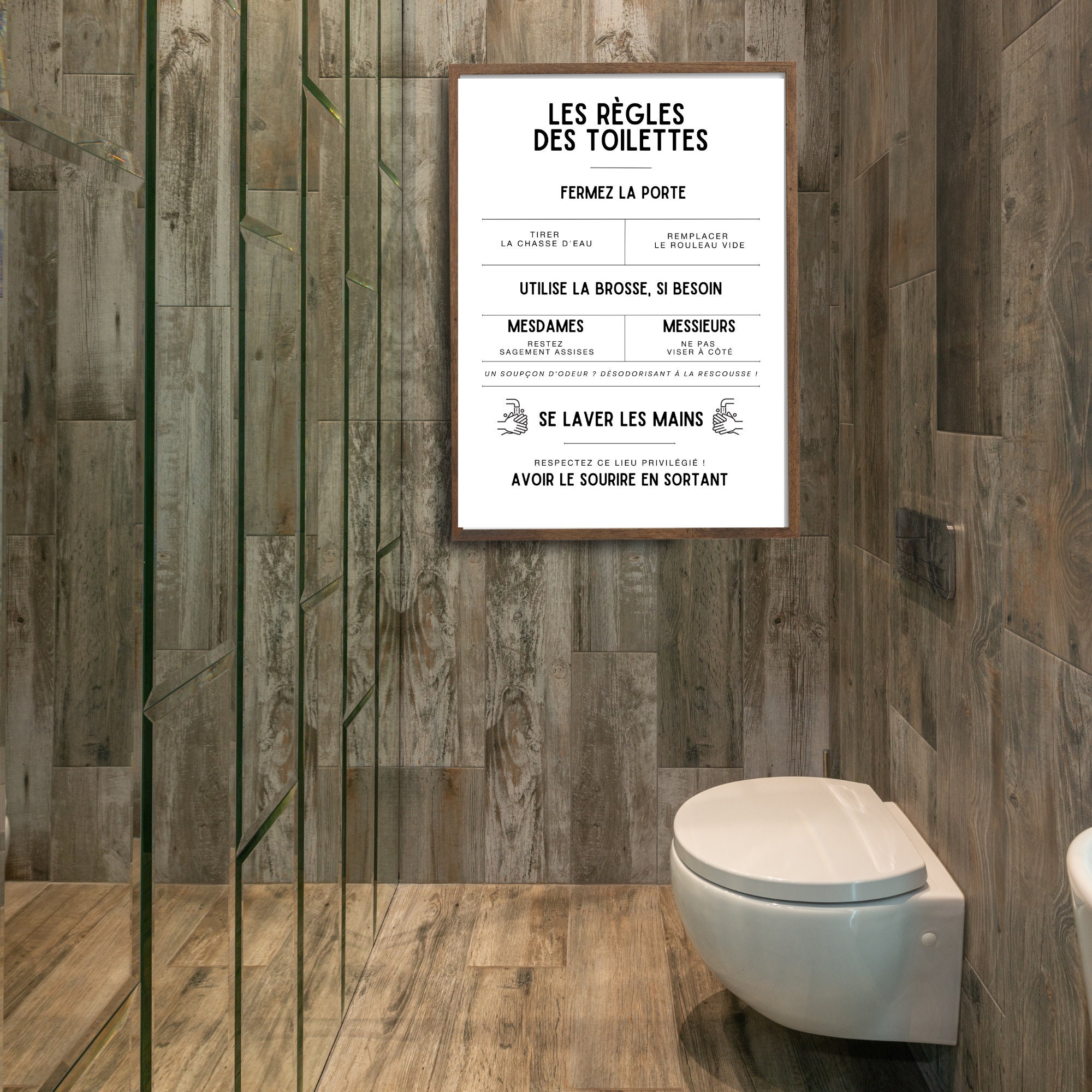 Affiche règles des toilette, Affiche minimaliste à imprimer, Décoration ...