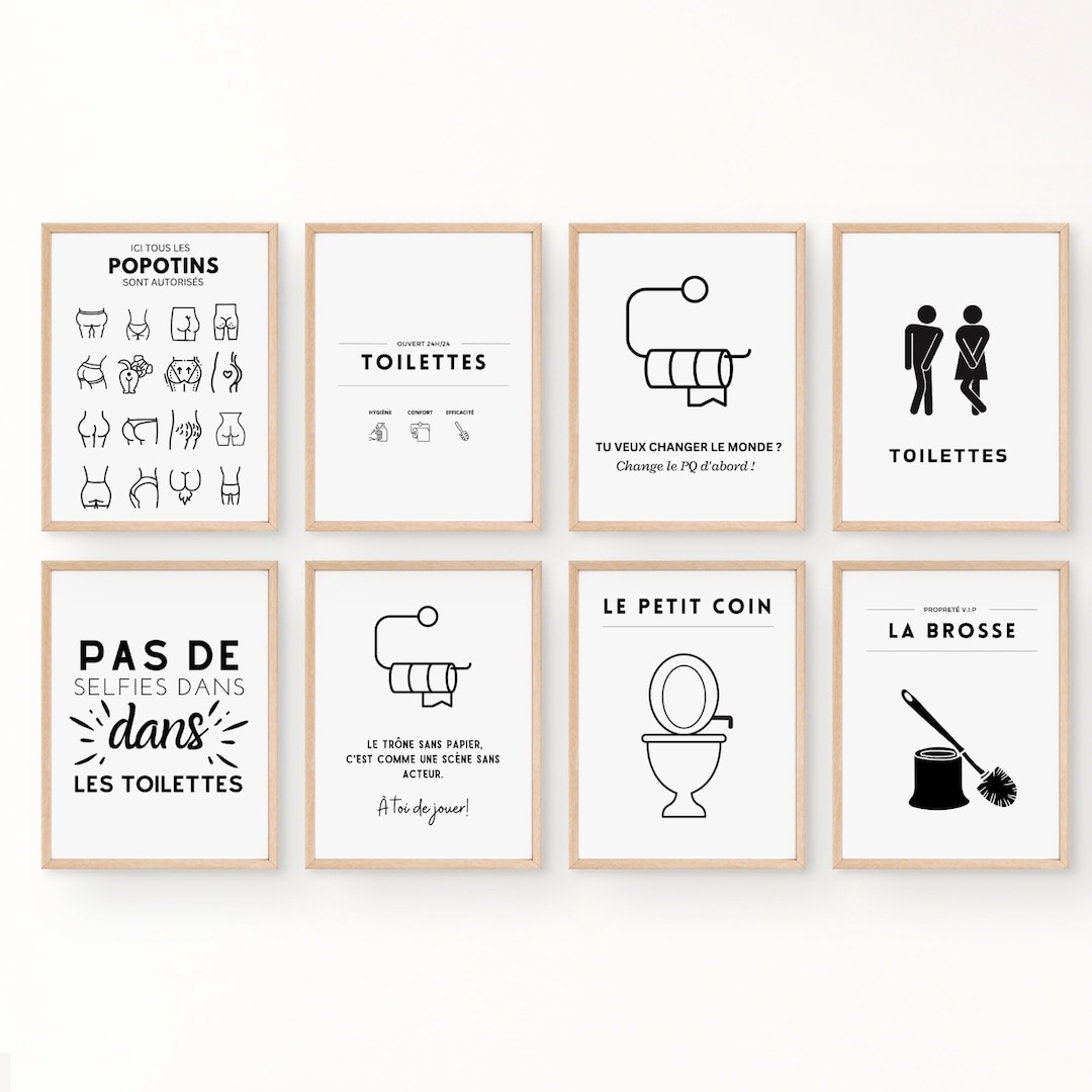 9 Affiches Toilettes à Imprimer : Une Décoration Murale Moderne et ...