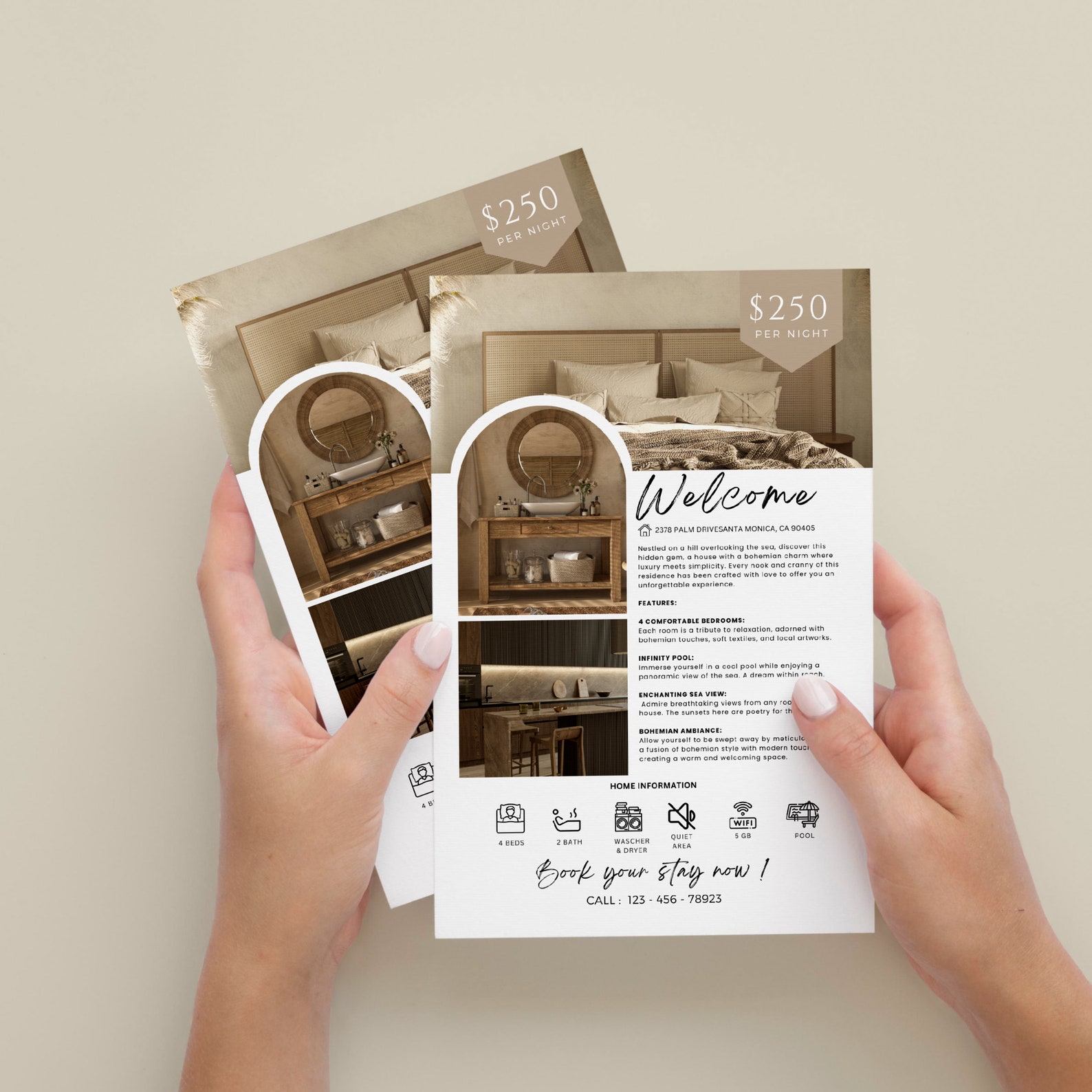 AIRBNB Flyer, Editable Airbnb Flyer, Template CANVA Airbnb, VRBO, A5 - Etsy
