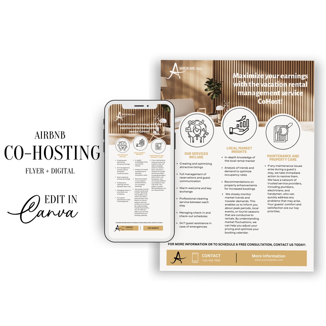 Airbnb Co-hosting Services Flyer Template, Vacation Rental Management ...