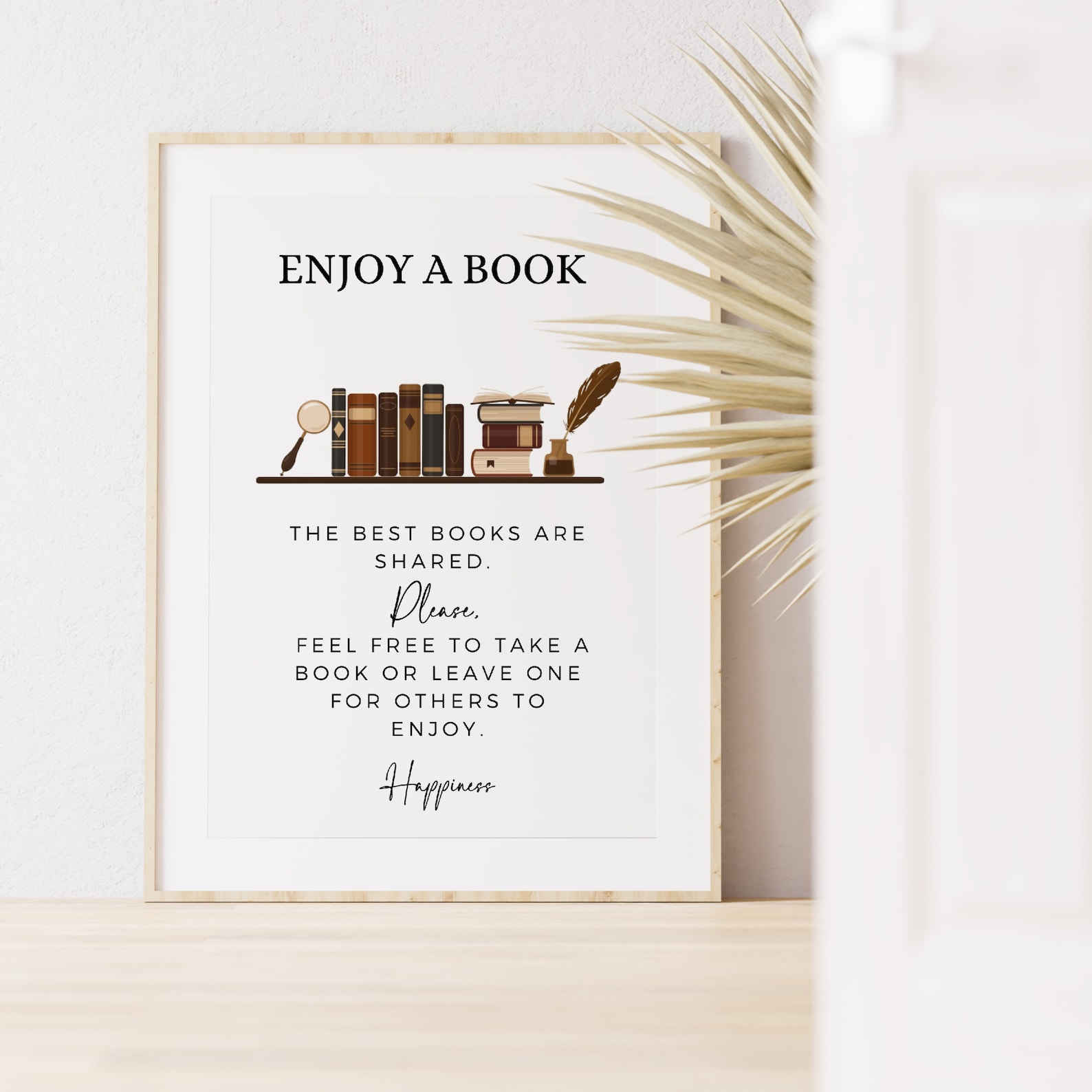 Airbnb Library Sign, Editable With Canva, Lending Library, Book Sharing ...