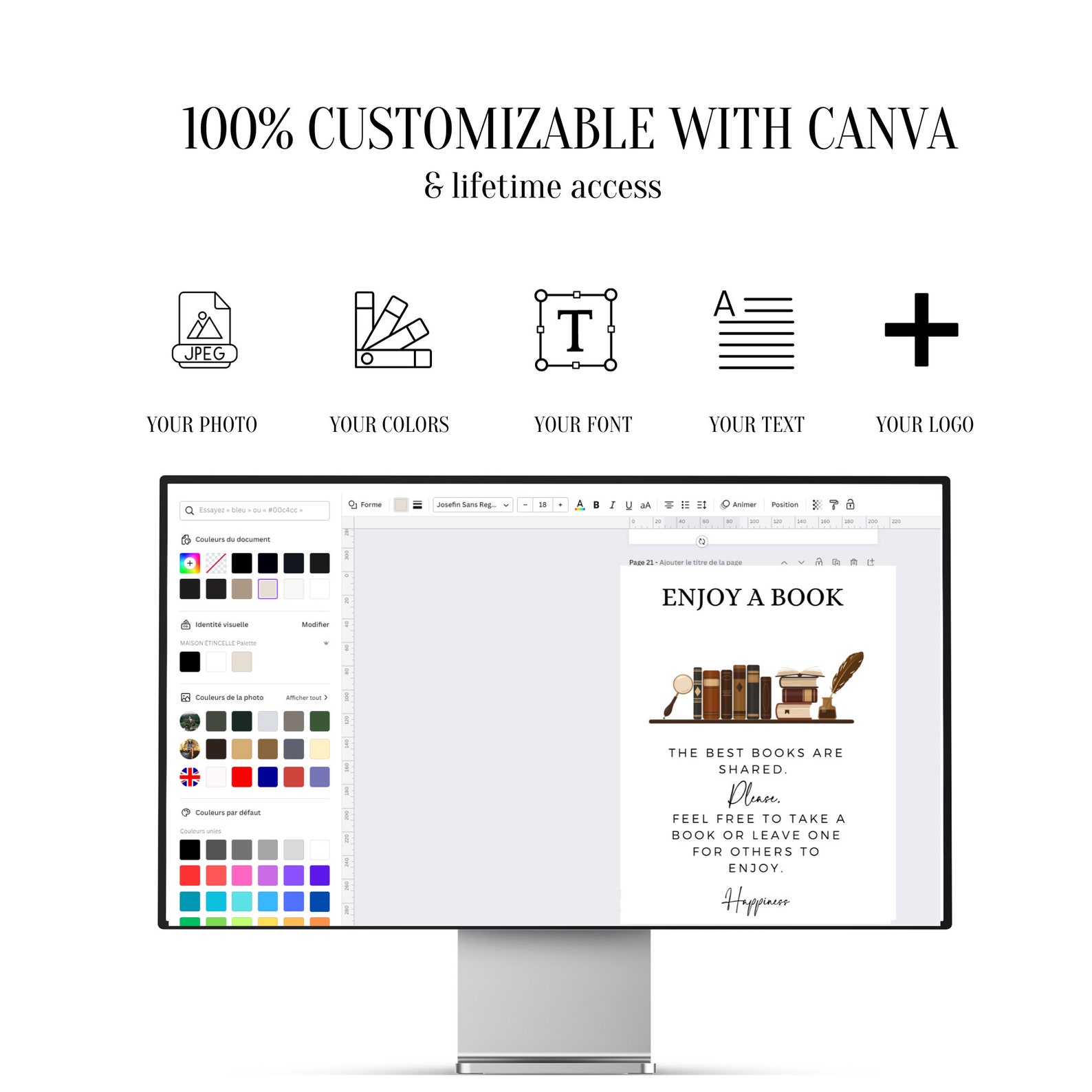 Airbnb Library Sign, Editable With Canva, Lending Library, Book Sharing ...