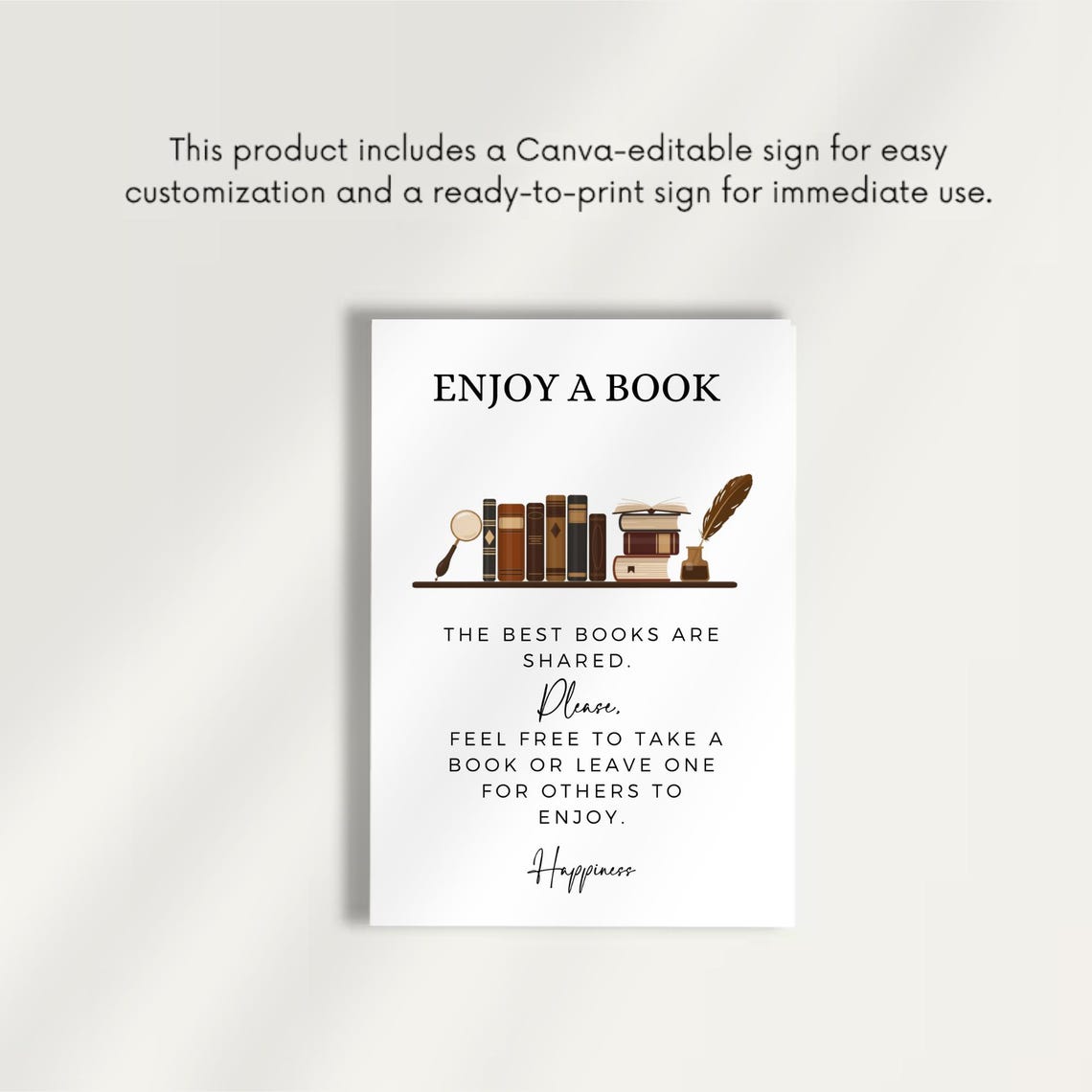 Airbnb Library Sign, Editable With Canva, Lending Library, Book Sharing ...