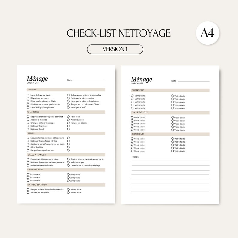 Cleaning Checklist in French, Canva Template, Cleaning Schedule ...