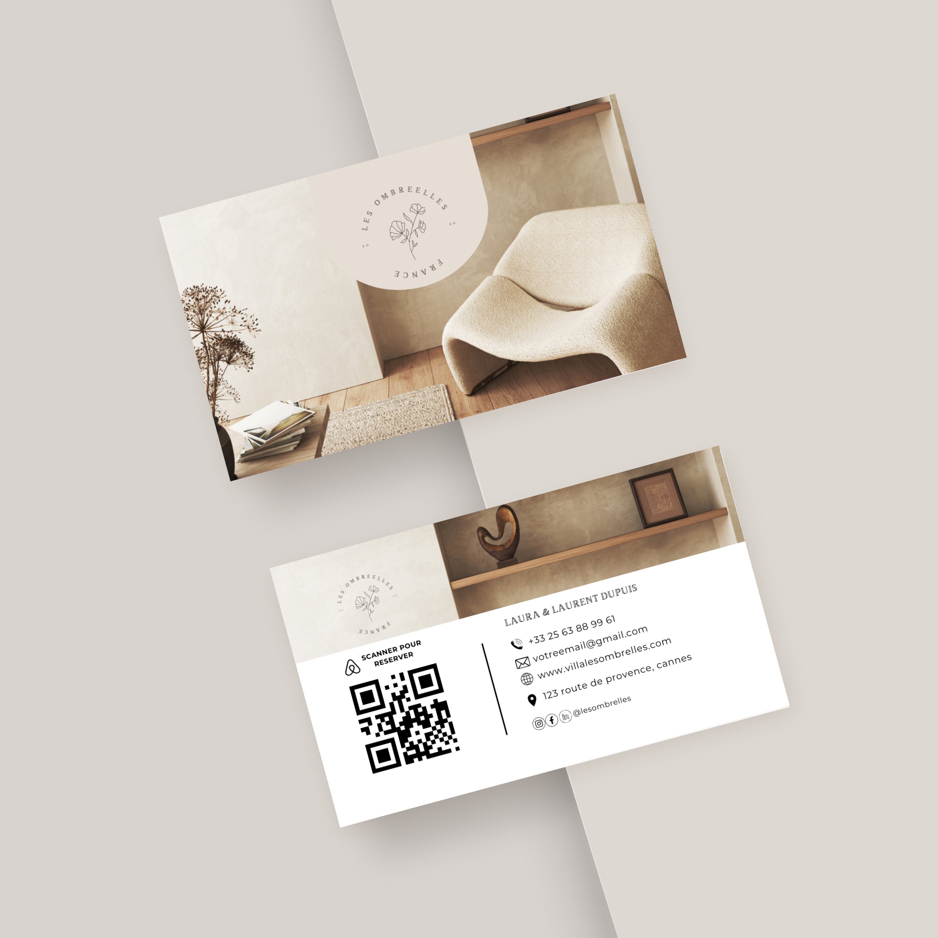 AIRBNB Business Card With QR Code, Canva Template, Seasonal Rental ...