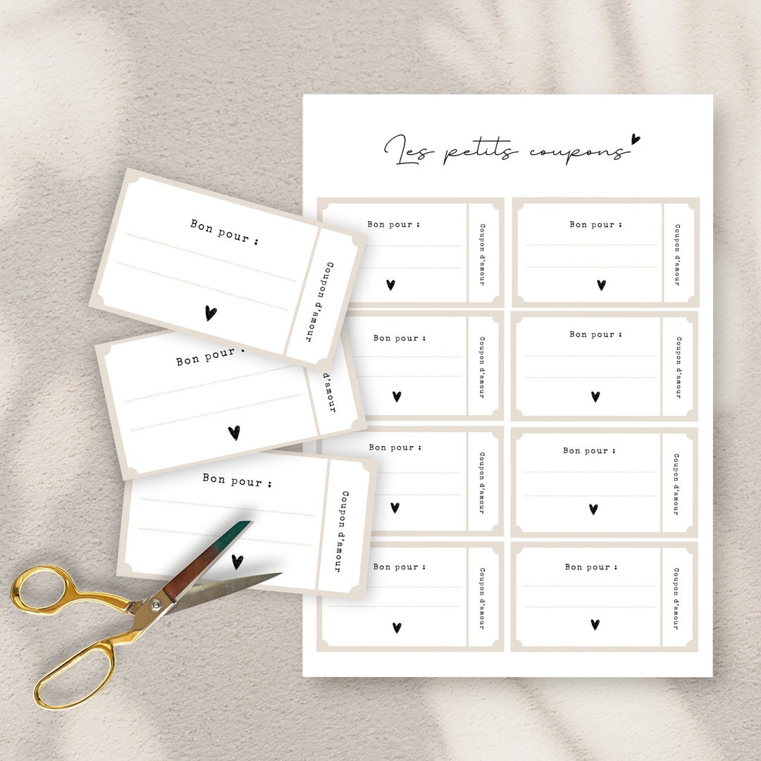 Voucher for Printing, in French, Love Coupons, Gift Vouchers, Surprise ...