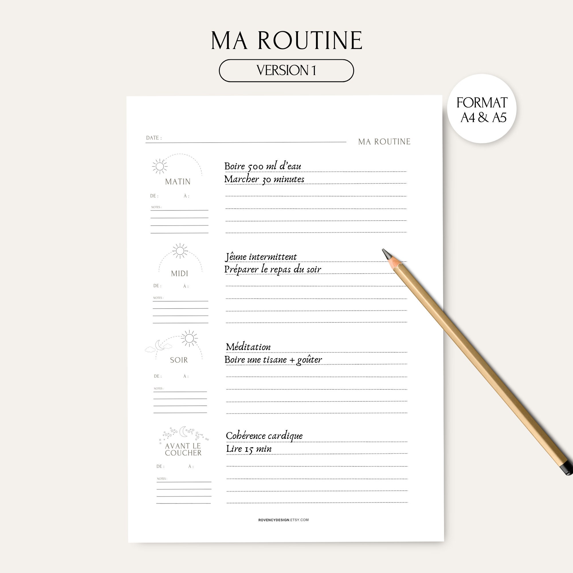 Daily Schedule to Print A5 and A4, Morning, Noon, Evening and Bedtime ...