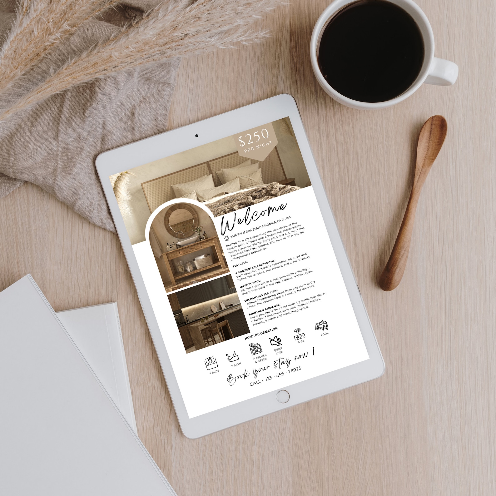 AIRBNB Flyer, Editable Airbnb Flyer, Template CANVA Airbnb, VRBO, A5 - Etsy