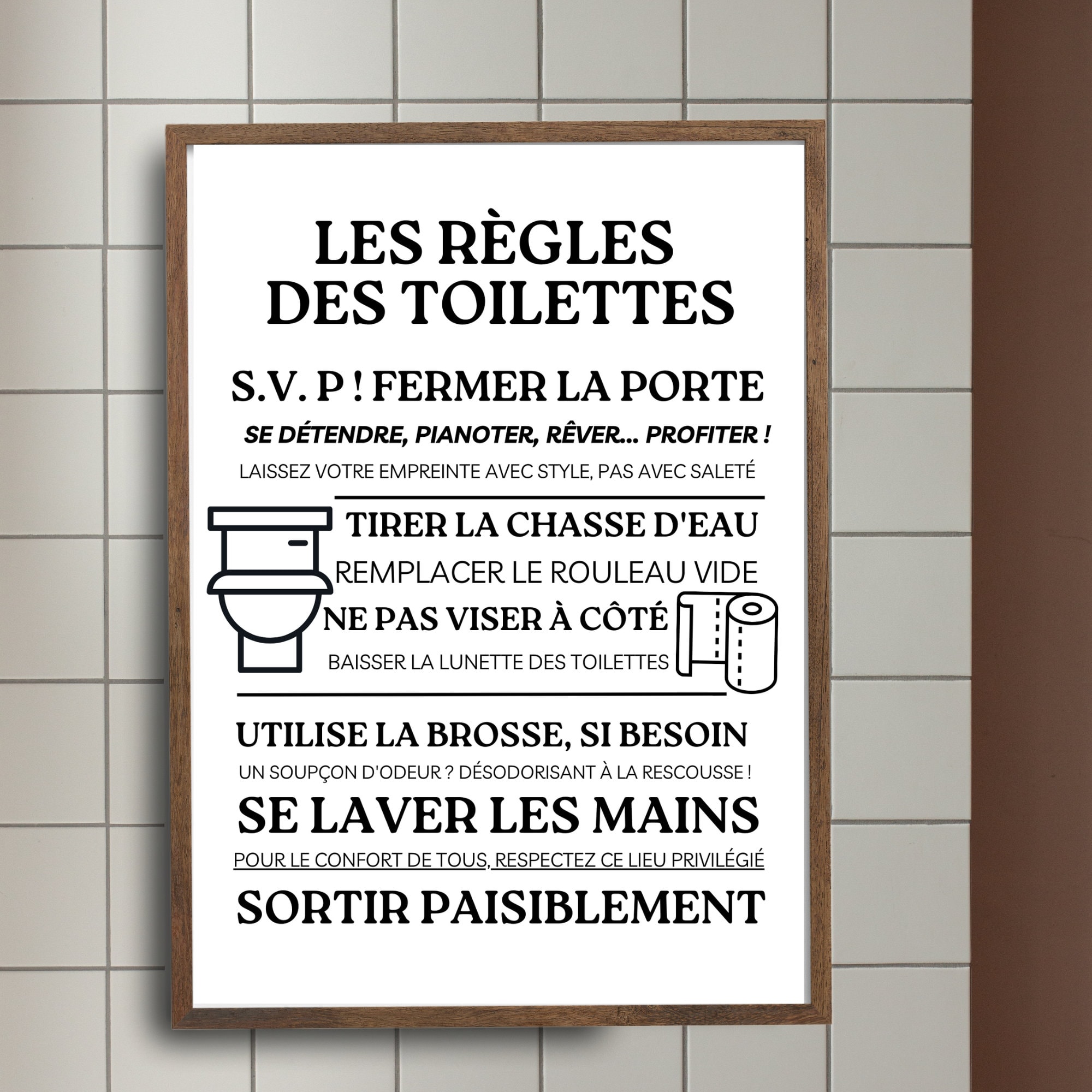 Póster de reglas del baño, Póster minimalista para imprimir - Etsy México