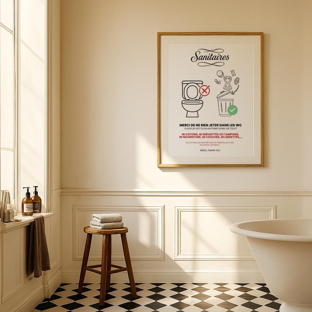 Affiche WC à imprimer : Ne rien jeter dans les Toilettes, en français ...