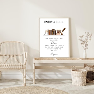 Airbnb Library Sign, Editable With Canva, Lending Library, Book Sharing ...