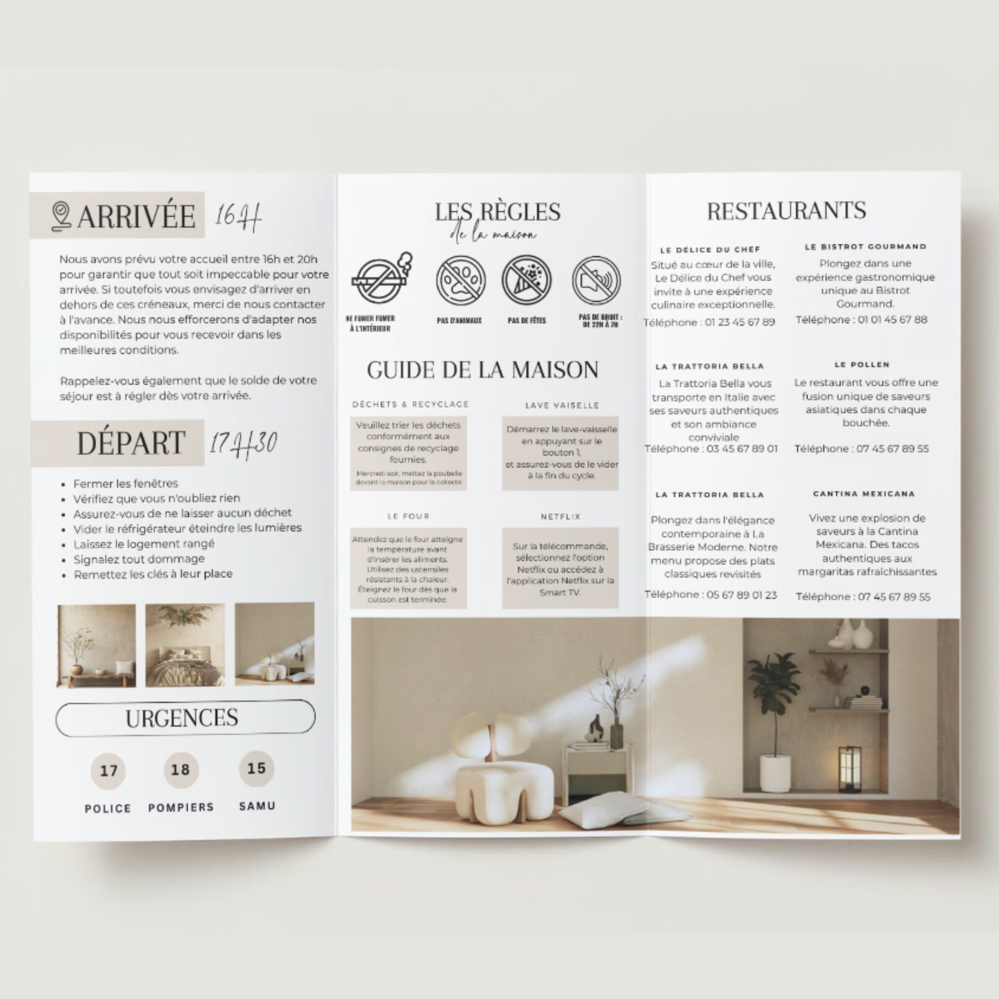 Welcome BROCHURE Template, Airbnb Welcome Triptych Editable With Canva ...