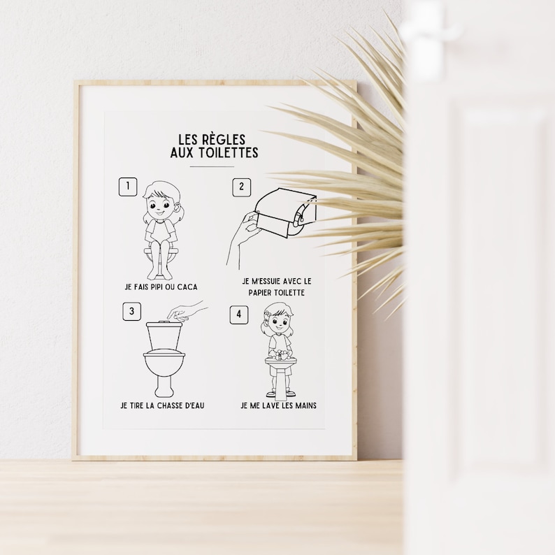 Règles aux toilettes à colorier pour enfants, Affiche WC enfant à ...