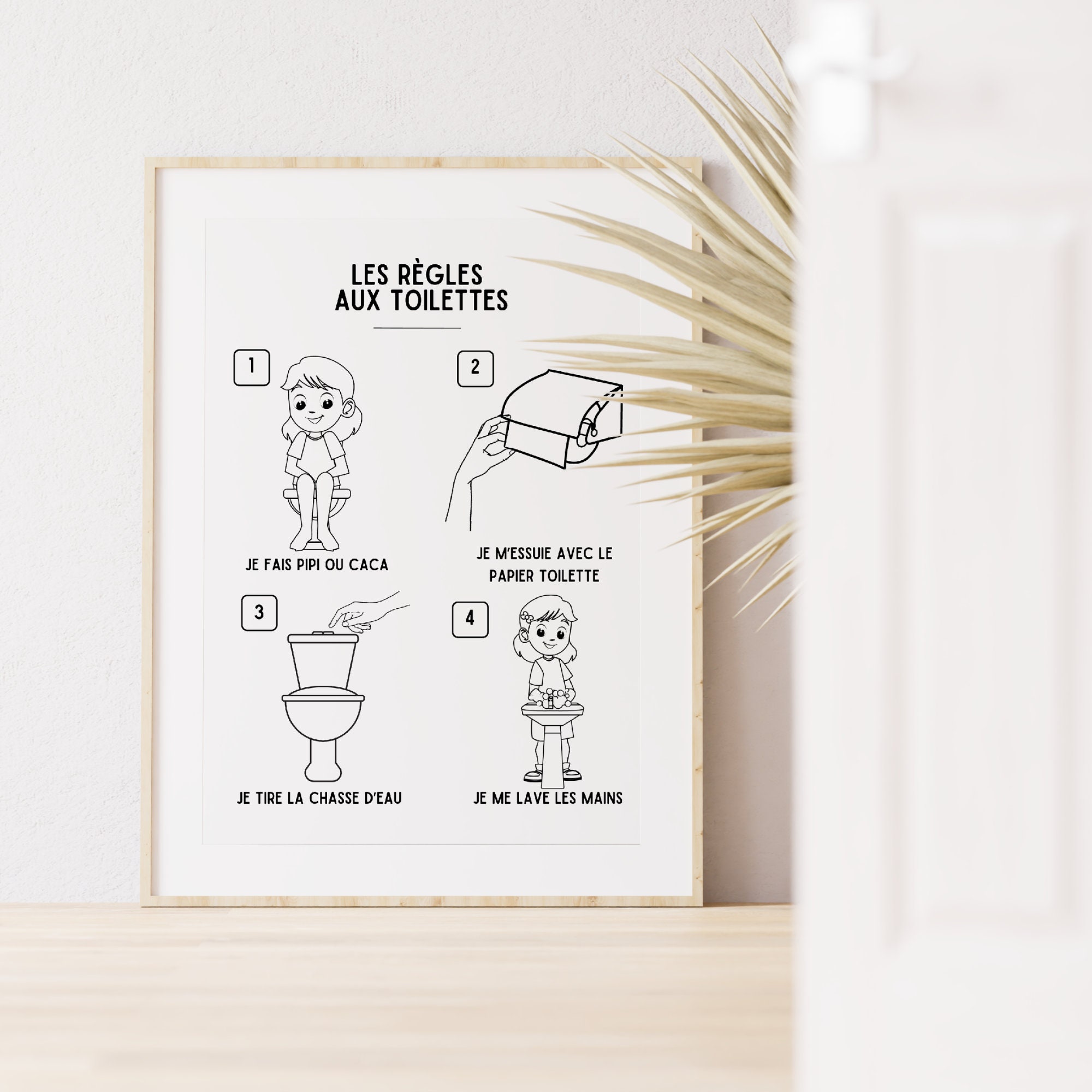 Règles aux toilettes à colorier pour enfants, Affiche WC enfant à ...
