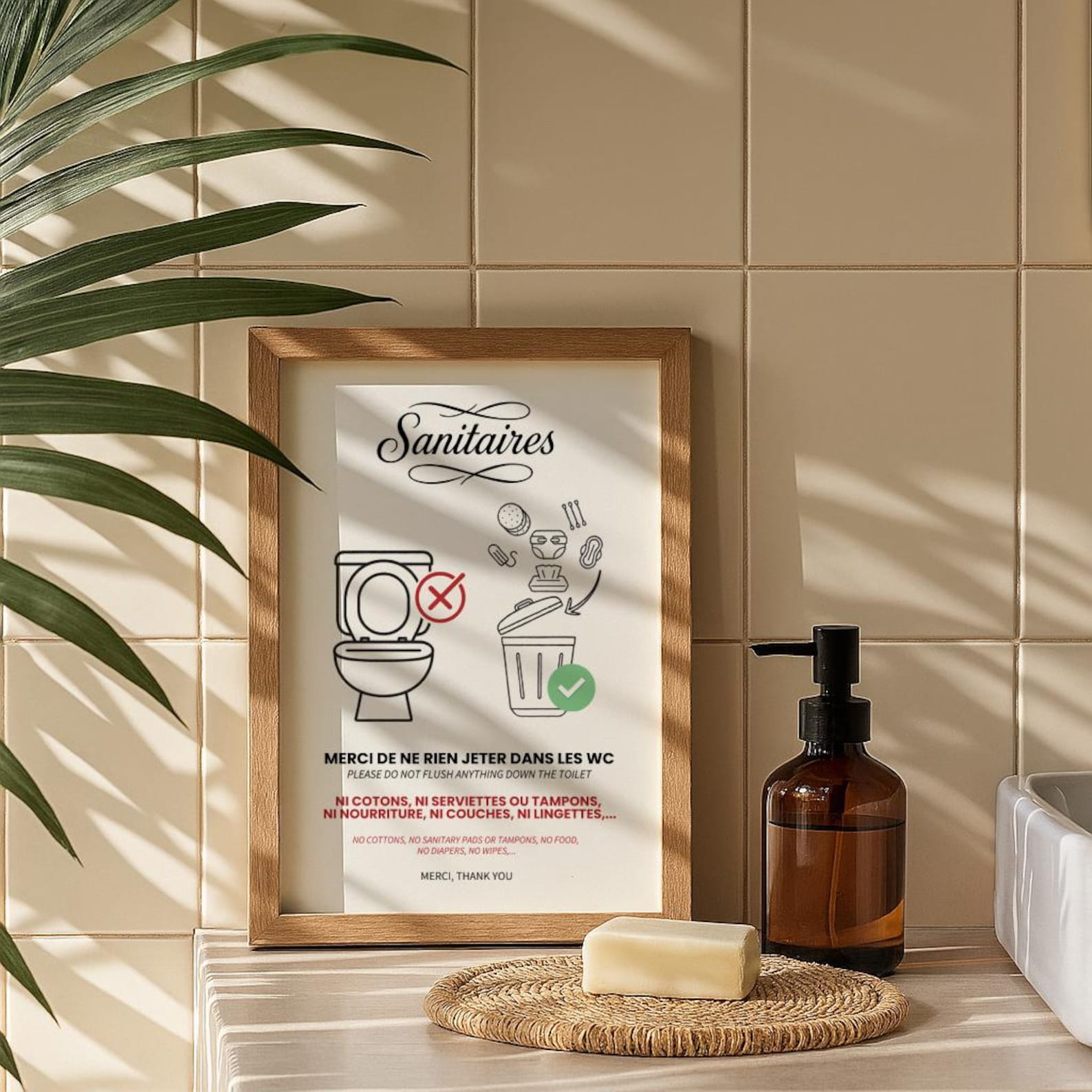 Affiche WC à imprimer : Ne rien jeter dans les Toilettes, en français ...