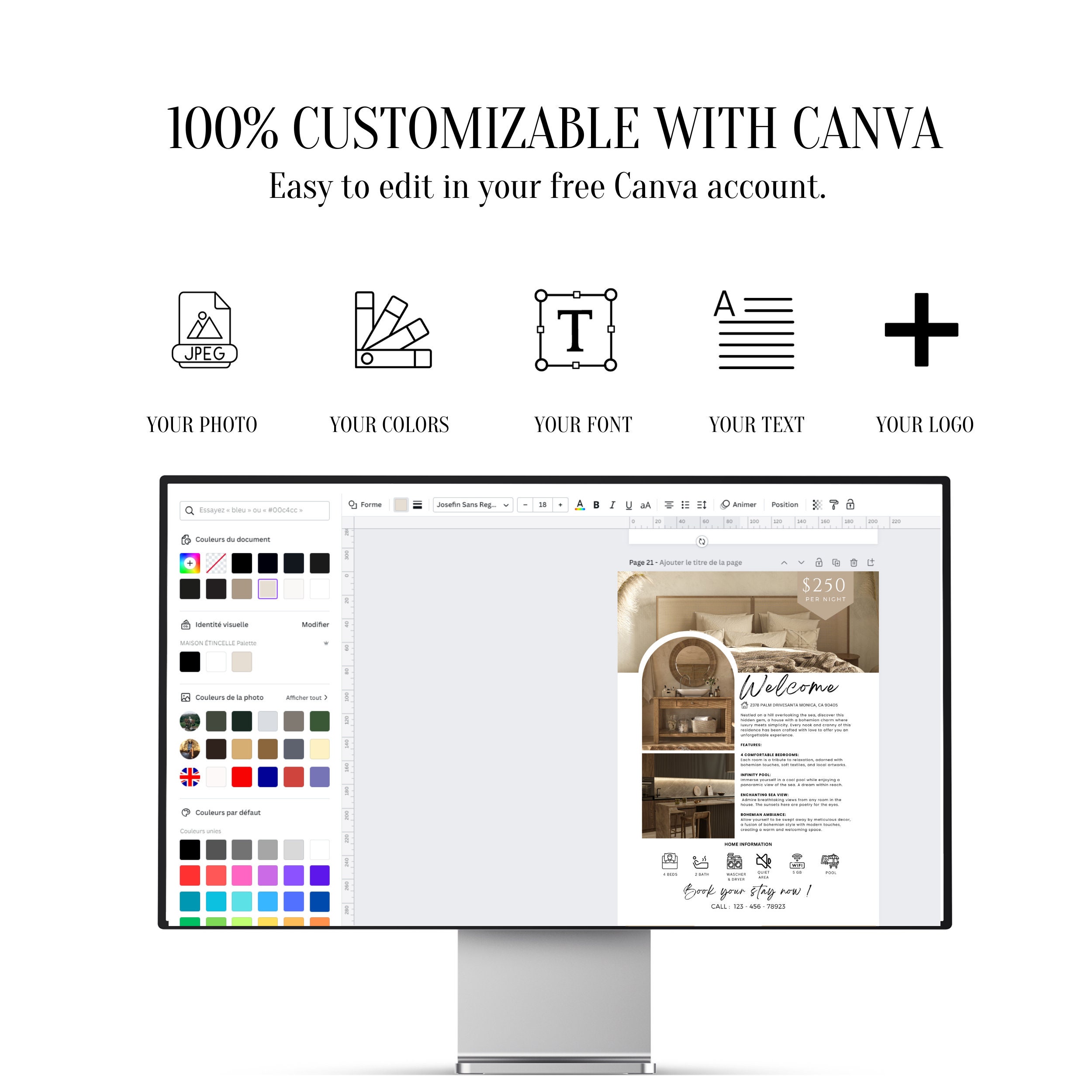 AIRBNB Flyer, Editable Airbnb Flyer, Template CANVA Airbnb, VRBO, A5 - Etsy