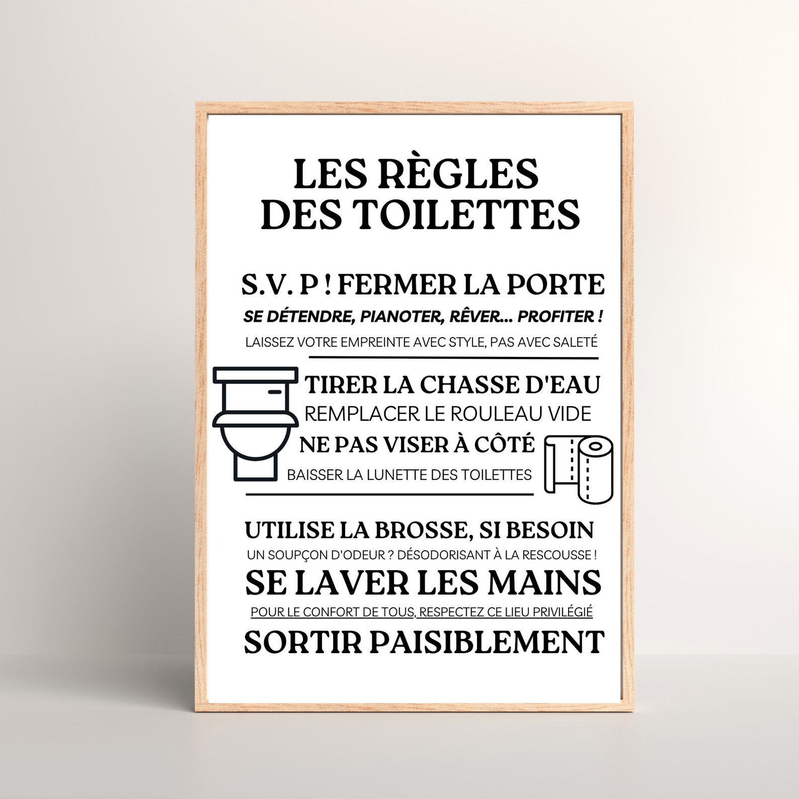 Affiche les règles des toilettes, Affiche minimaliste à imprimer - Etsy ...