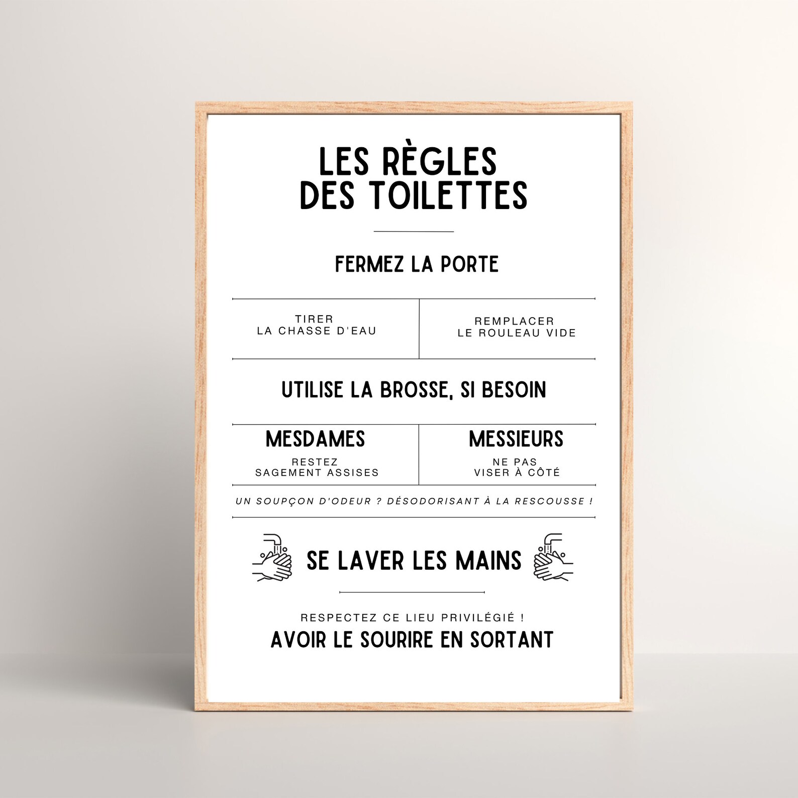 Affiche règles des toilette, Affiche minimaliste à imprimer, Décoration ...