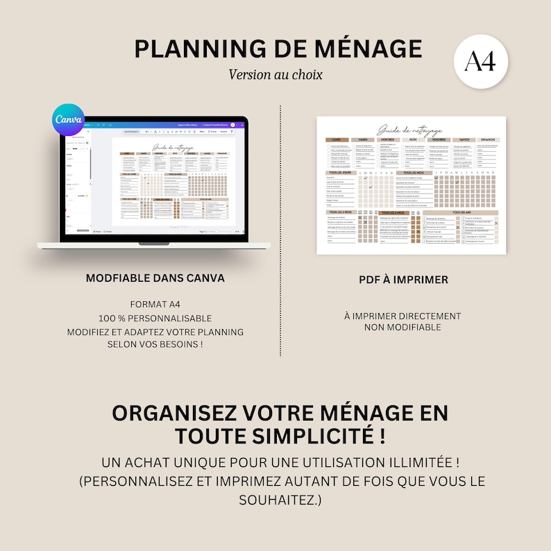 Cleaning Checklist, in French, Canva Template, Cleaning Planner ...