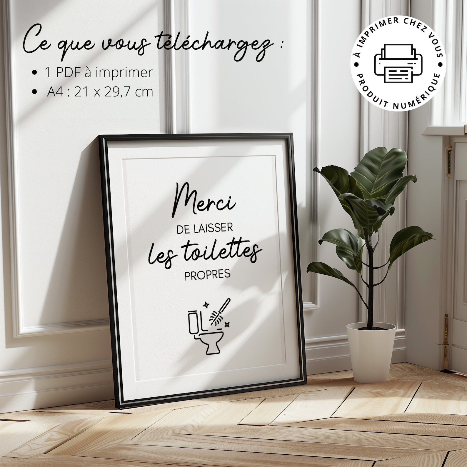 Affiche WC à imprimer : "Merci de laisser les toilettes propres ...