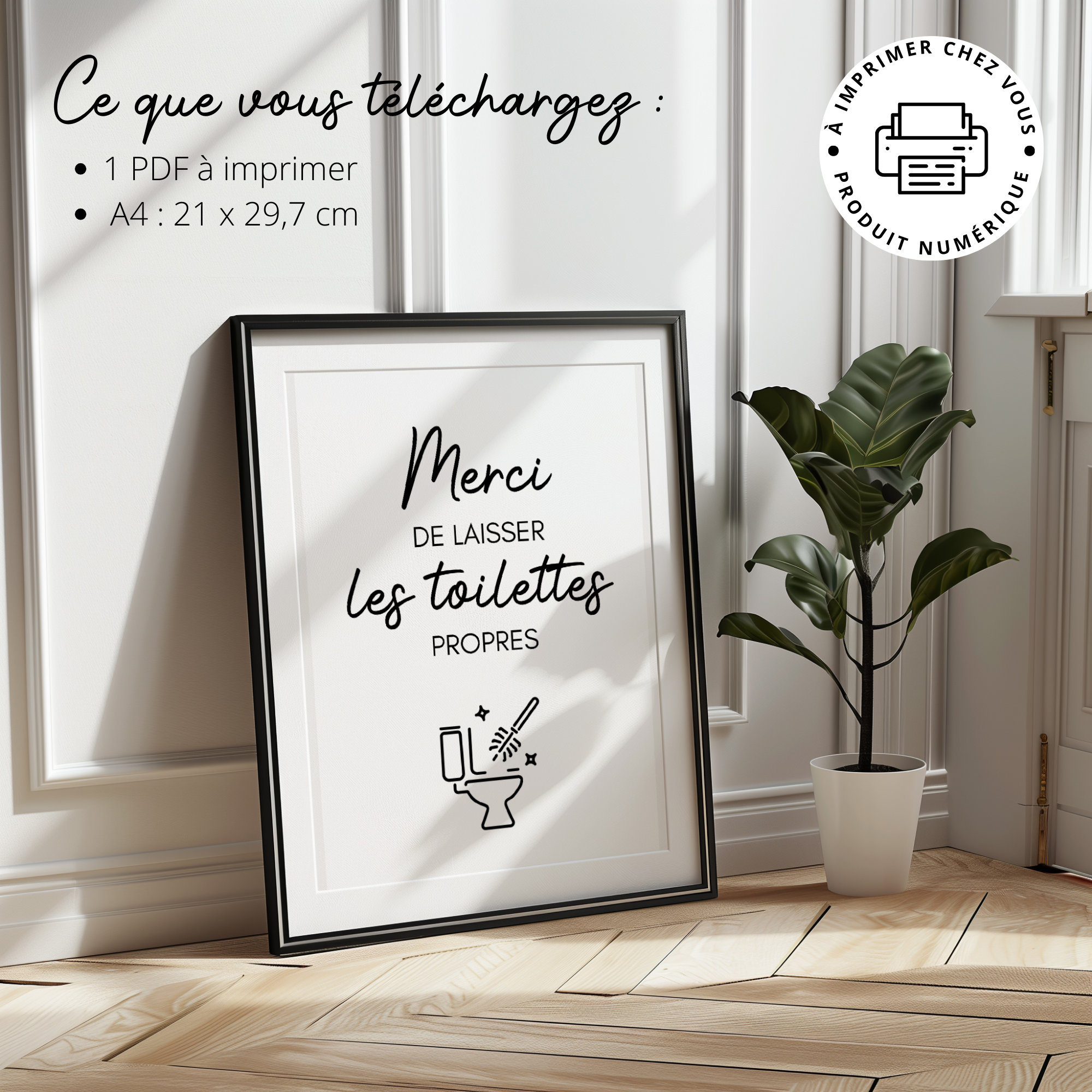 Affiche WC à imprimer : "Merci de laisser les toilettes propres ...