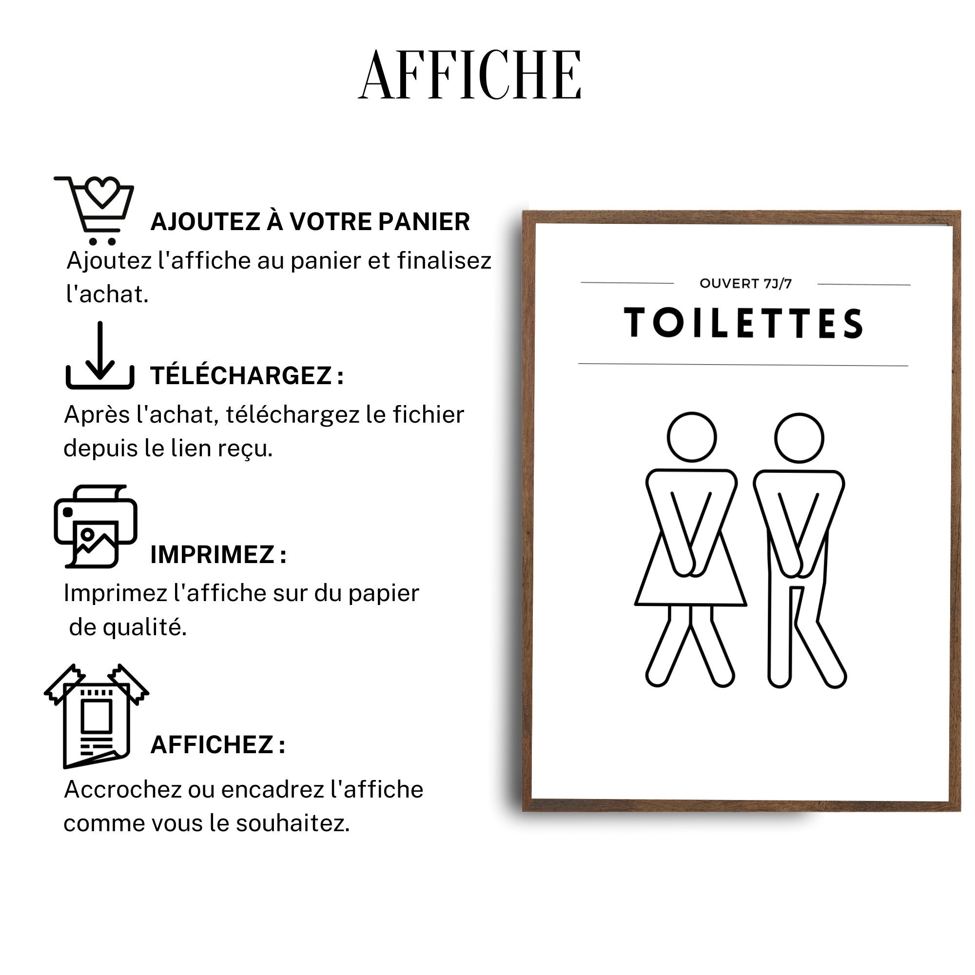 Affiche toilettes affiche WC à imprimer Poster moderne pour - Etsy France