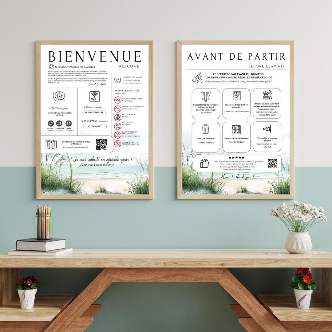 Welcome and Departure Posters, French and English, Customizable With ...