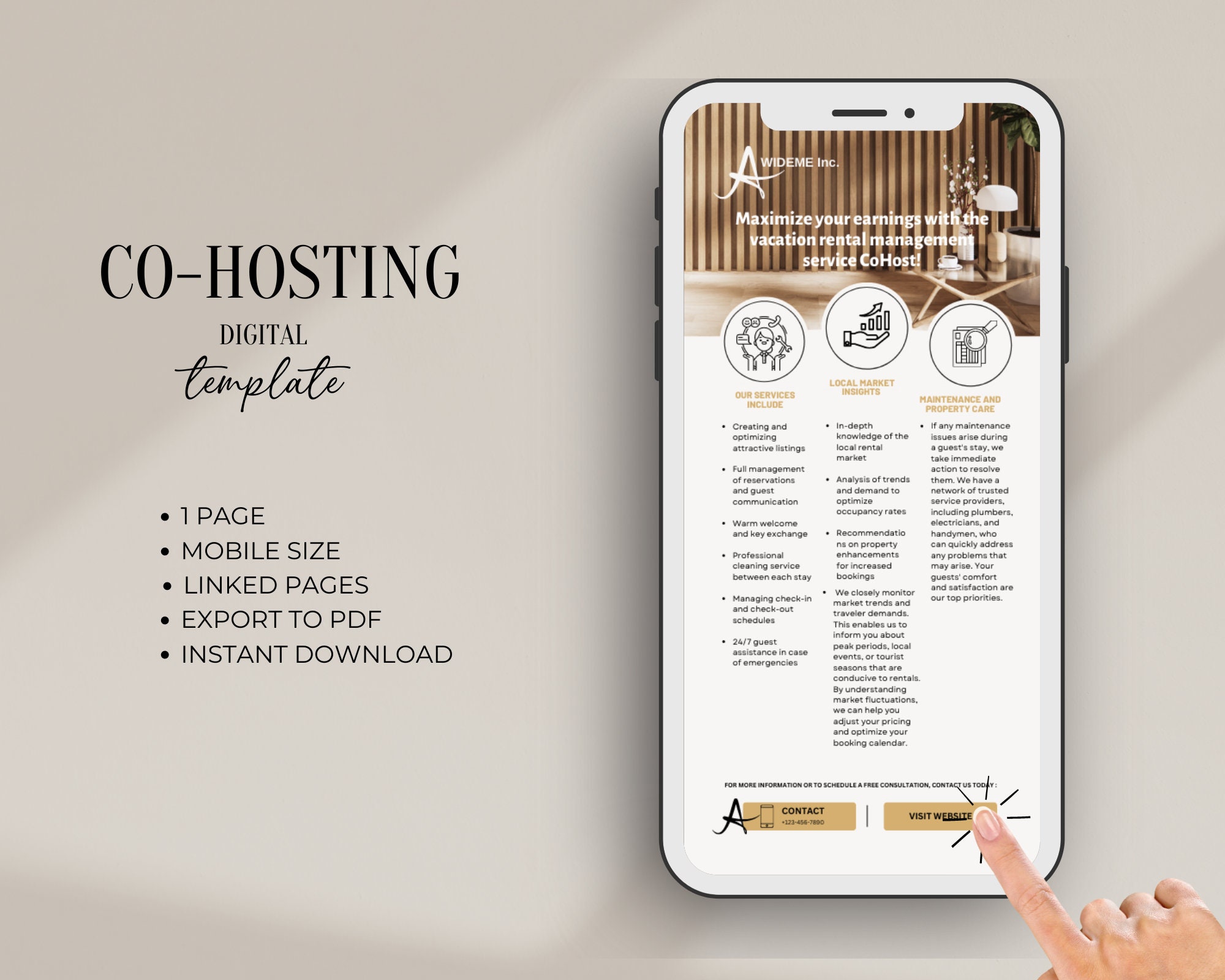 Airbnb Co-hosting Services Flyer Template, Vacation Rental Management ...