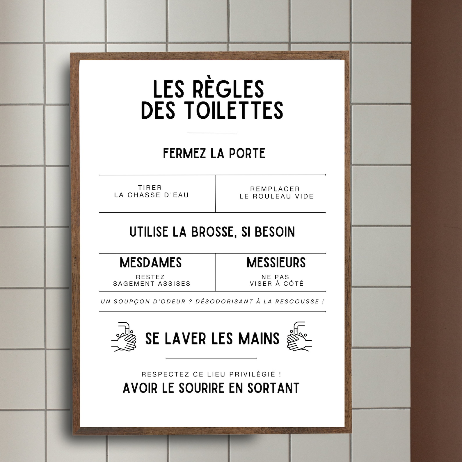 Affiche règles des toilette, Affiche minimaliste à imprimer, Décoration ...