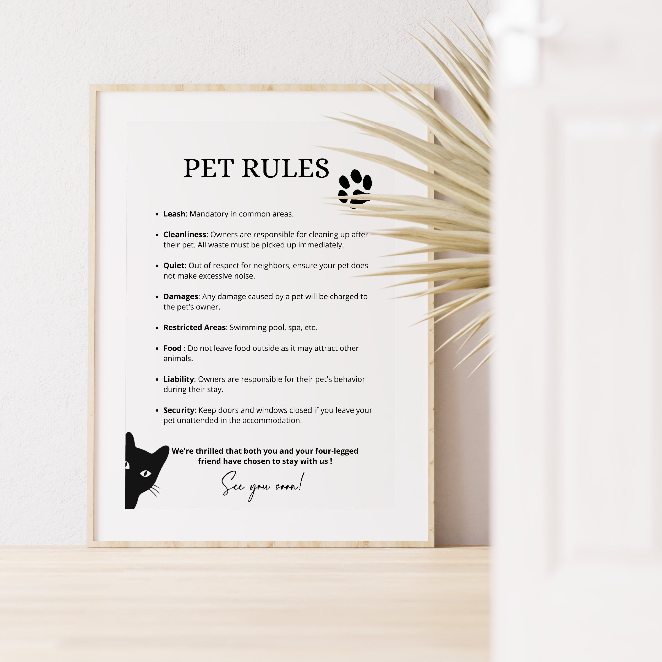 AIRBNB Canva Template, Pet Rules Sign, Airbnb Pet Rules, Canva Template ...