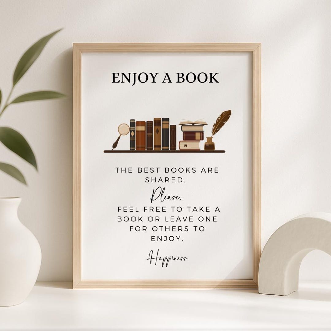 Airbnb Library Sign, Editable With Canva, Lending Library, Book Sharing ...