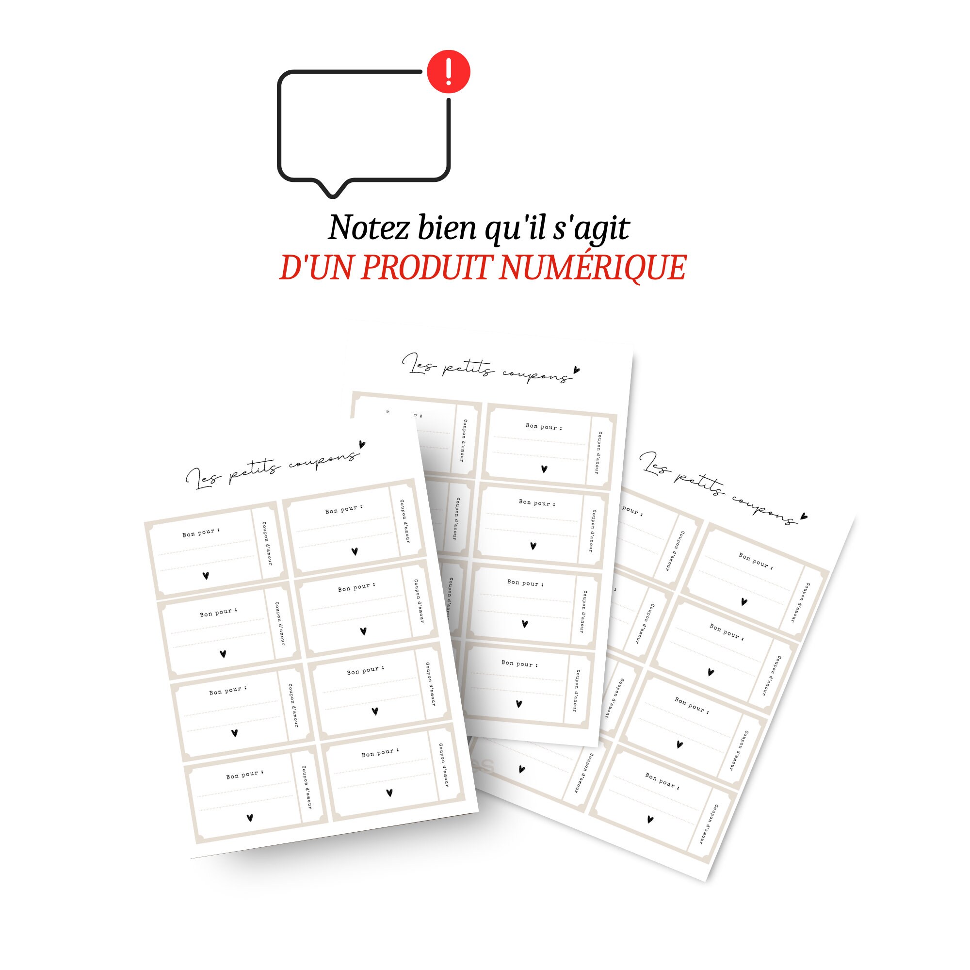 Bon pour à imprimer, En français, Coupons d'amour, bons à offrir ...