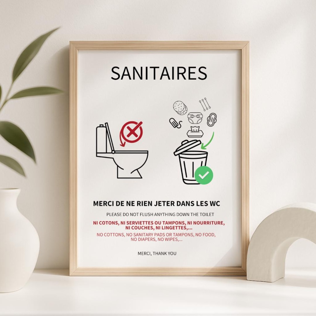 Affiche WC à imprimer : Ne rien jeter dans les Toilettes, en français ...