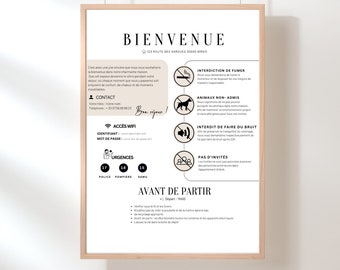 Airbnb Affiche de Bienvenue en français et anglais, Template Canva ...