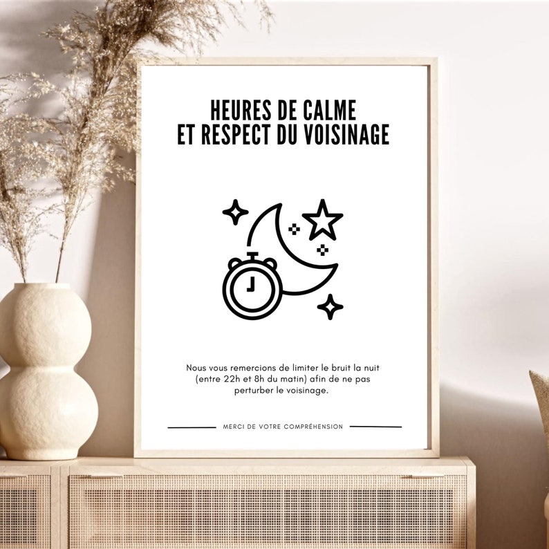 Printable AIRBNB Poster: Quiet Hours and Respect for the Neighborhood ...