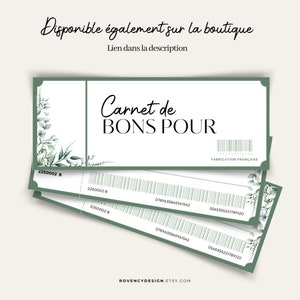Carnet de Bons à Imprimer en Français, Chéquier de Bons Cadeaux à ...