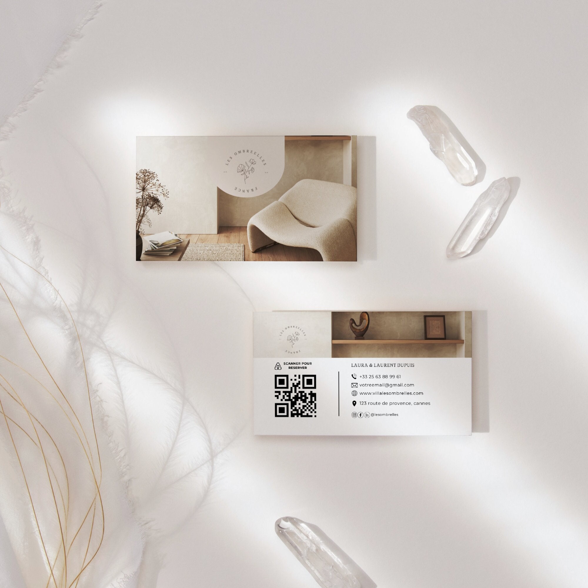 AIRBNB Business Card With QR Code, Canva Template, Seasonal Rental ...