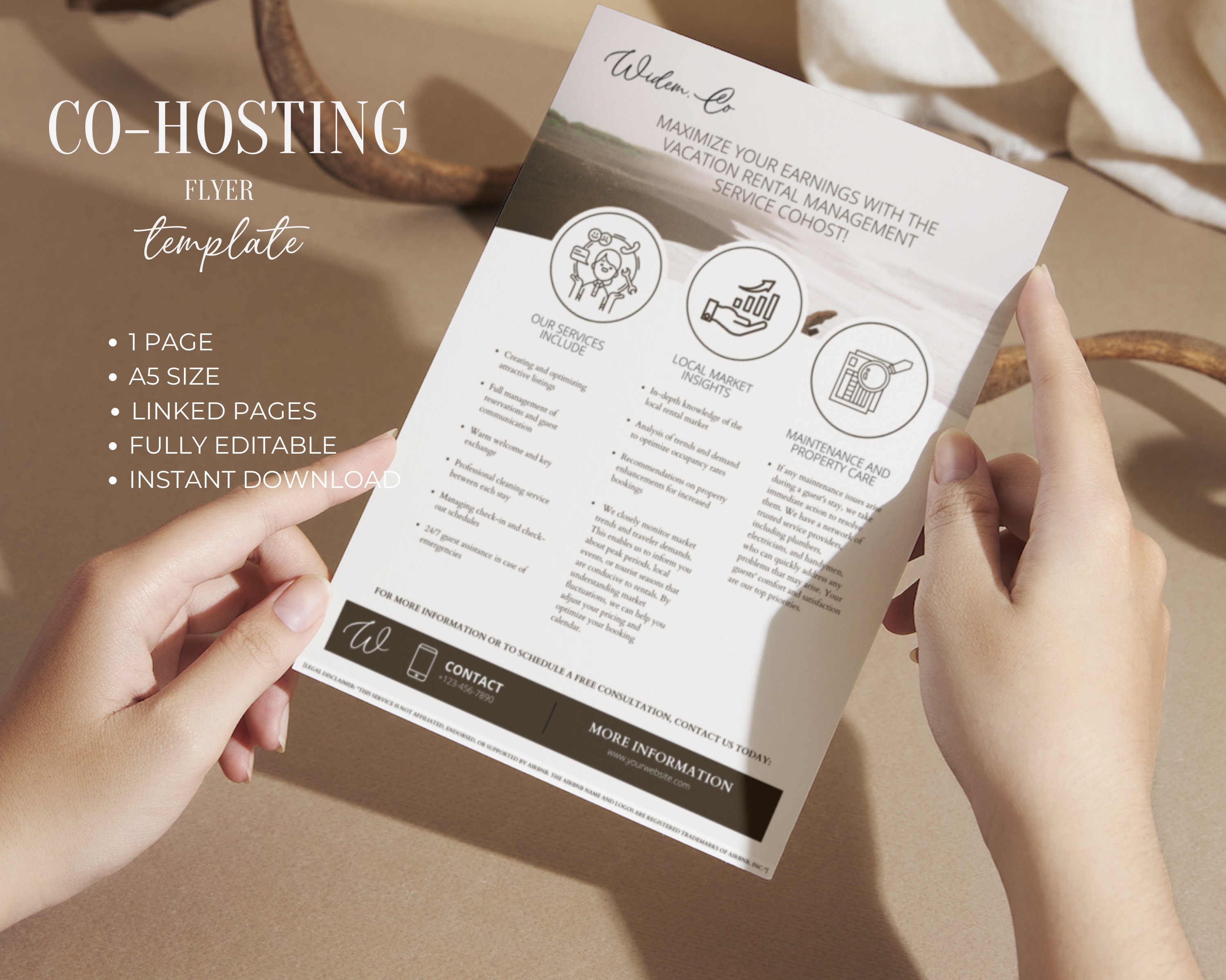 Co-hosting Airbnb Services Flyer Template, Vacation Rental Management ...