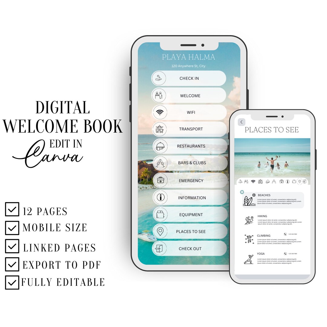 Welcome Book DIGITAL, Airbnb Beach House, Mobile Size, Vacation Rental ...