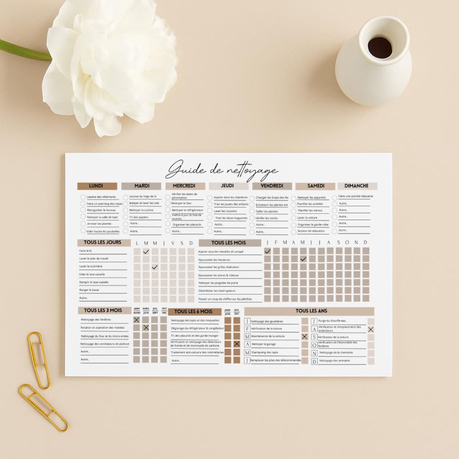 Cleaning Checklist, in French, Canva Template, Cleaning Planner ...