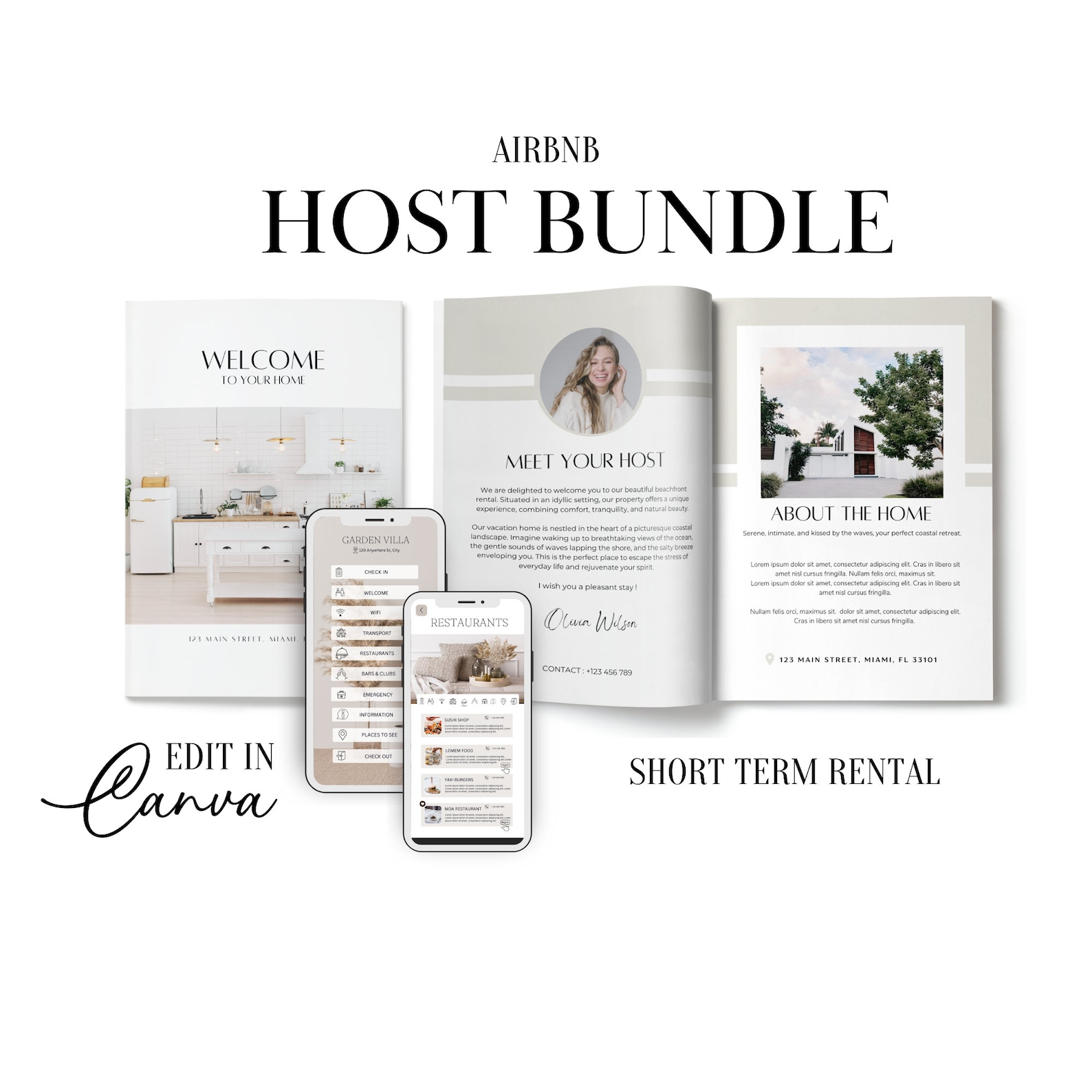 Airbnb Host Bundle, Airbnb Welcome Book, Canva Template, Airbnb Checklist, Vrbo Guide, Airbnb ...