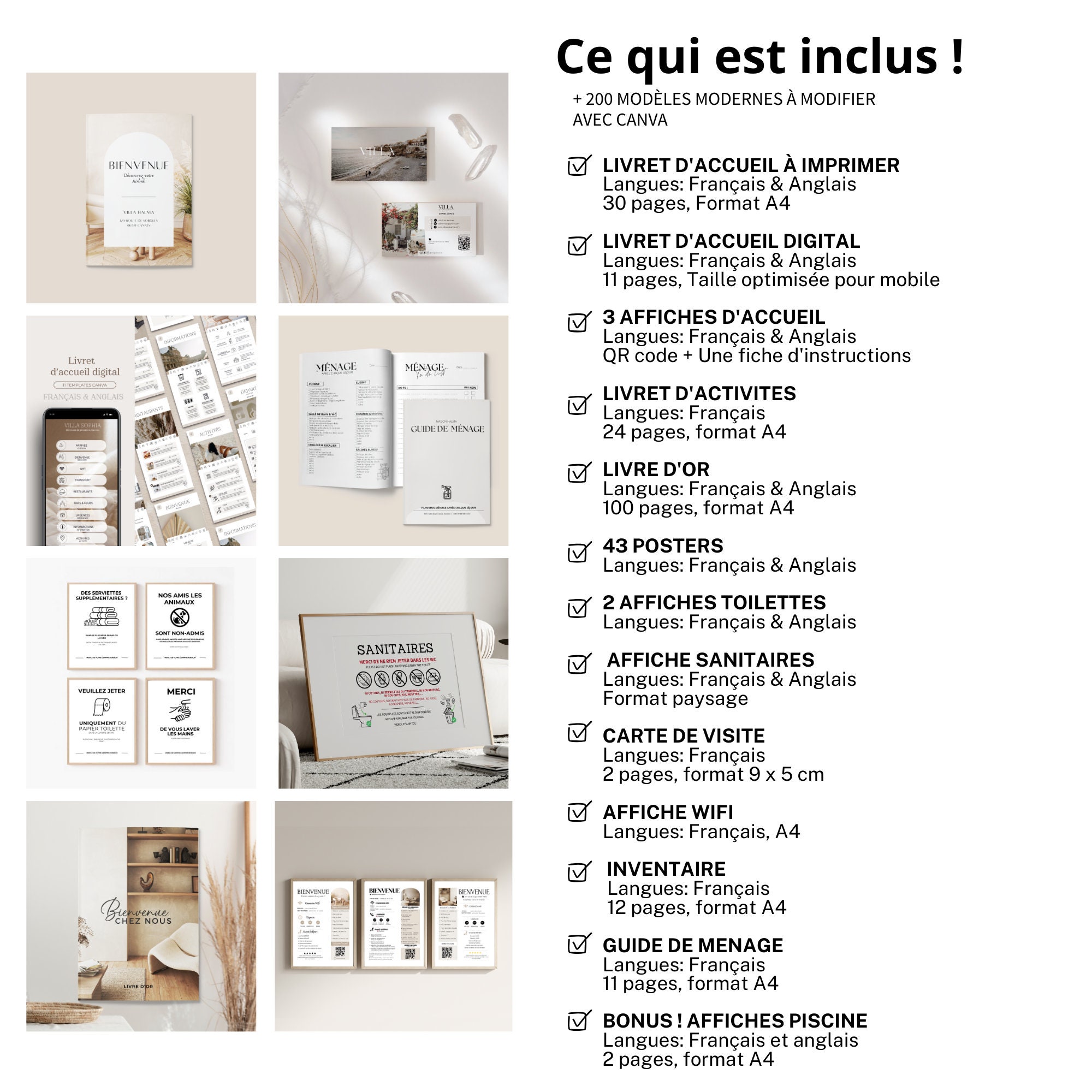 Airbnb Welcome Booklets in French and English, Printable and Digital ...