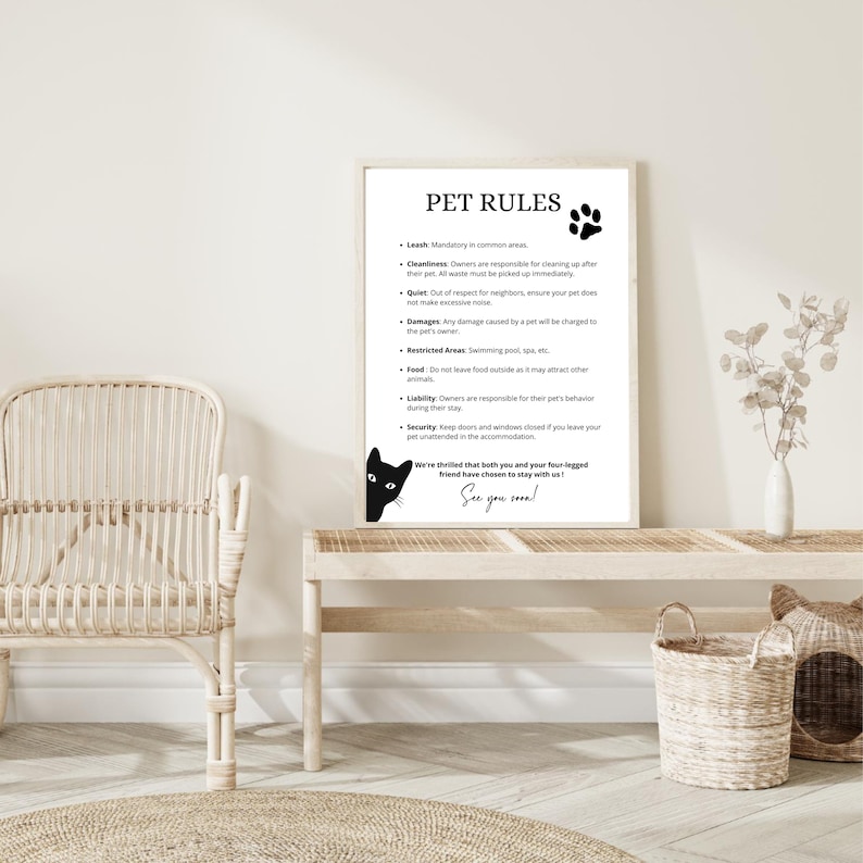 AIRBNB Canva Template, Pet Rules Sign, Airbnb Pet Rules, Canva Template ...