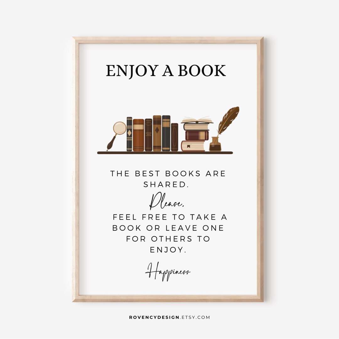 Airbnb Library Sign, Editable With Canva, Lending Library, Book Sharing ...