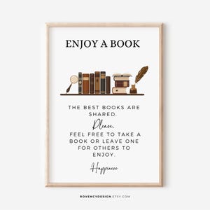 Airbnb Library Sign, Editable With Canva, Lending Library, Book Sharing ...