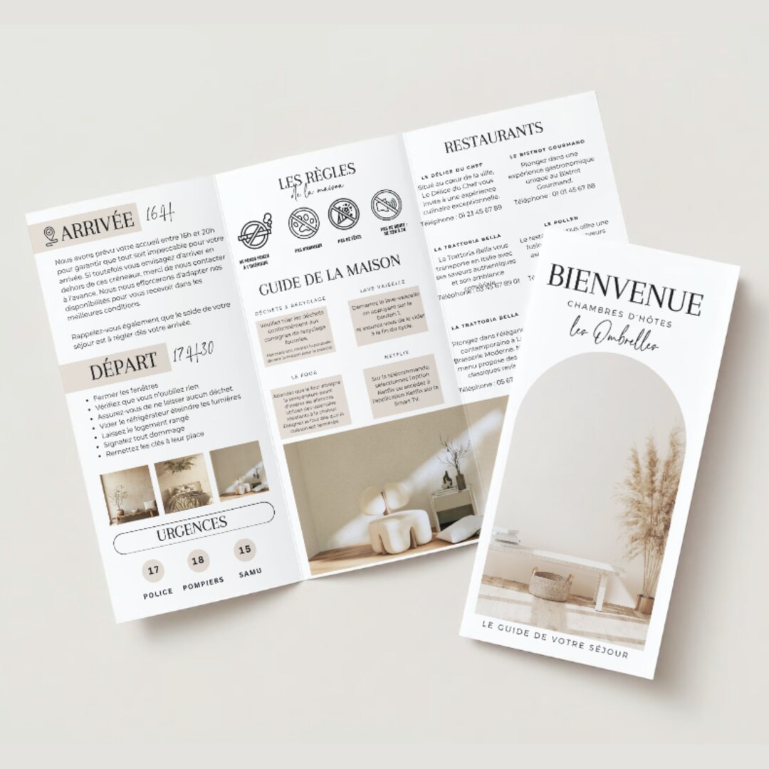 Welcome BROCHURE Template, Airbnb Welcome Triptych Editable With Canva ...