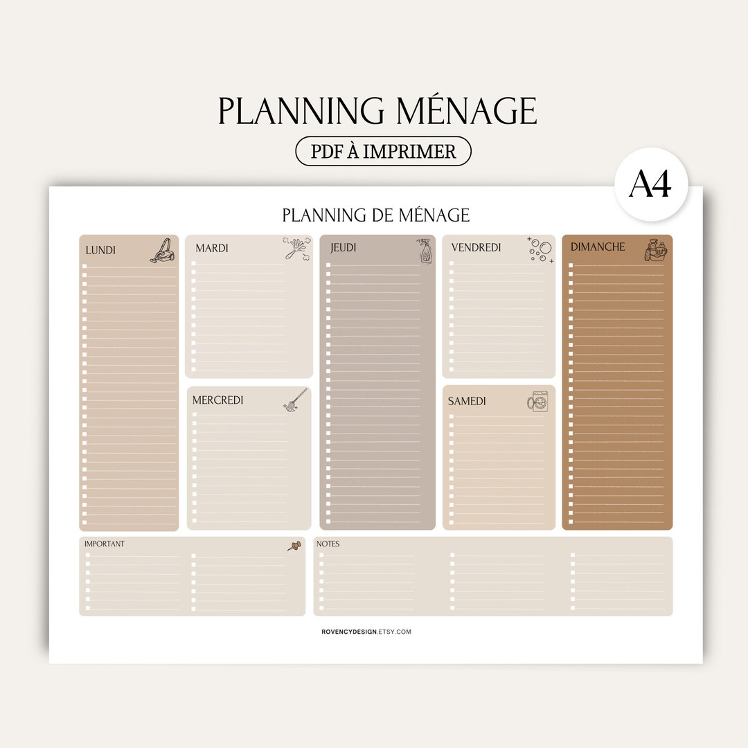 Printable Household Chores Schedule, in French, Home Maintenance ...