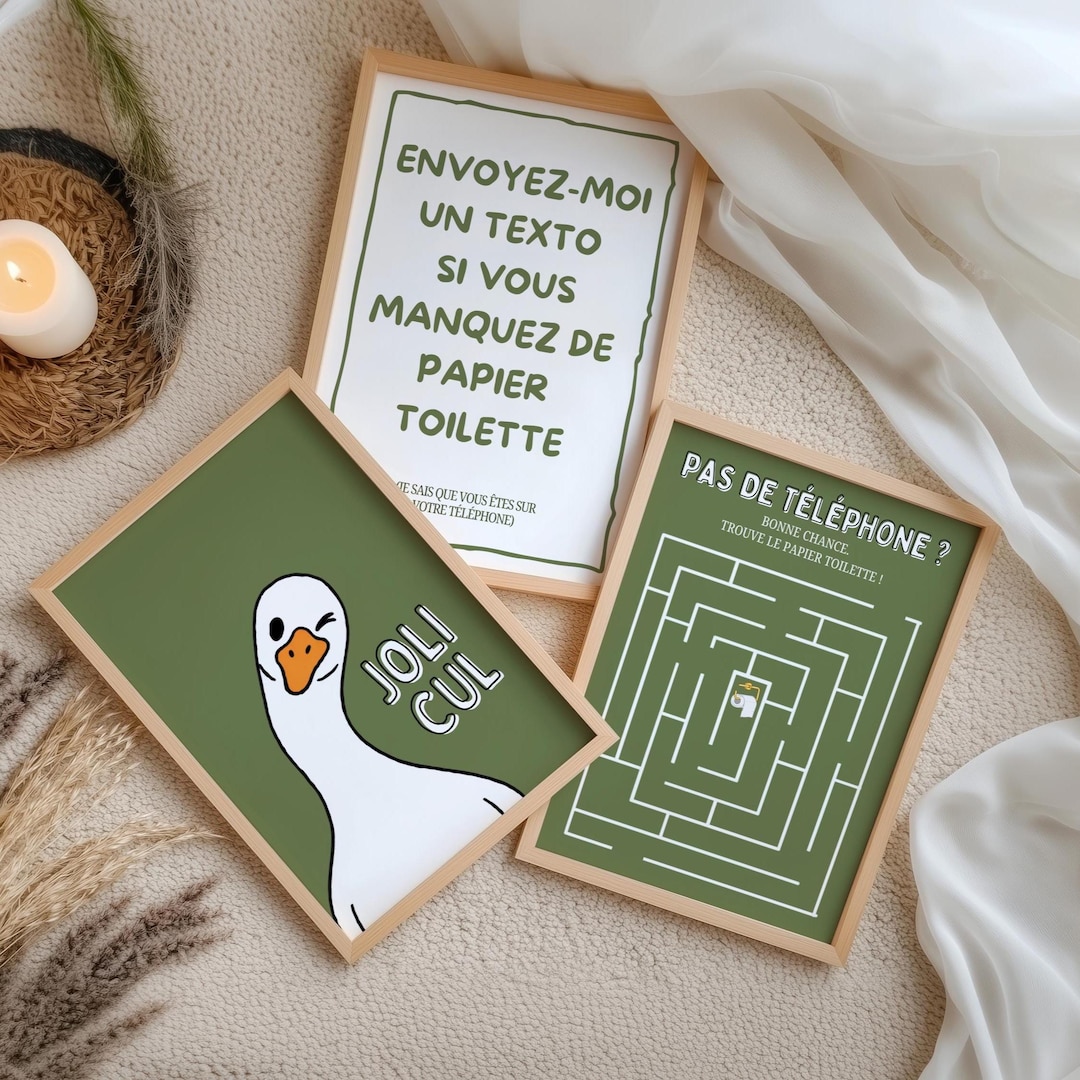 Green Toilet Posters, 3 Humorous Posters to Print, Digital Toilet ...