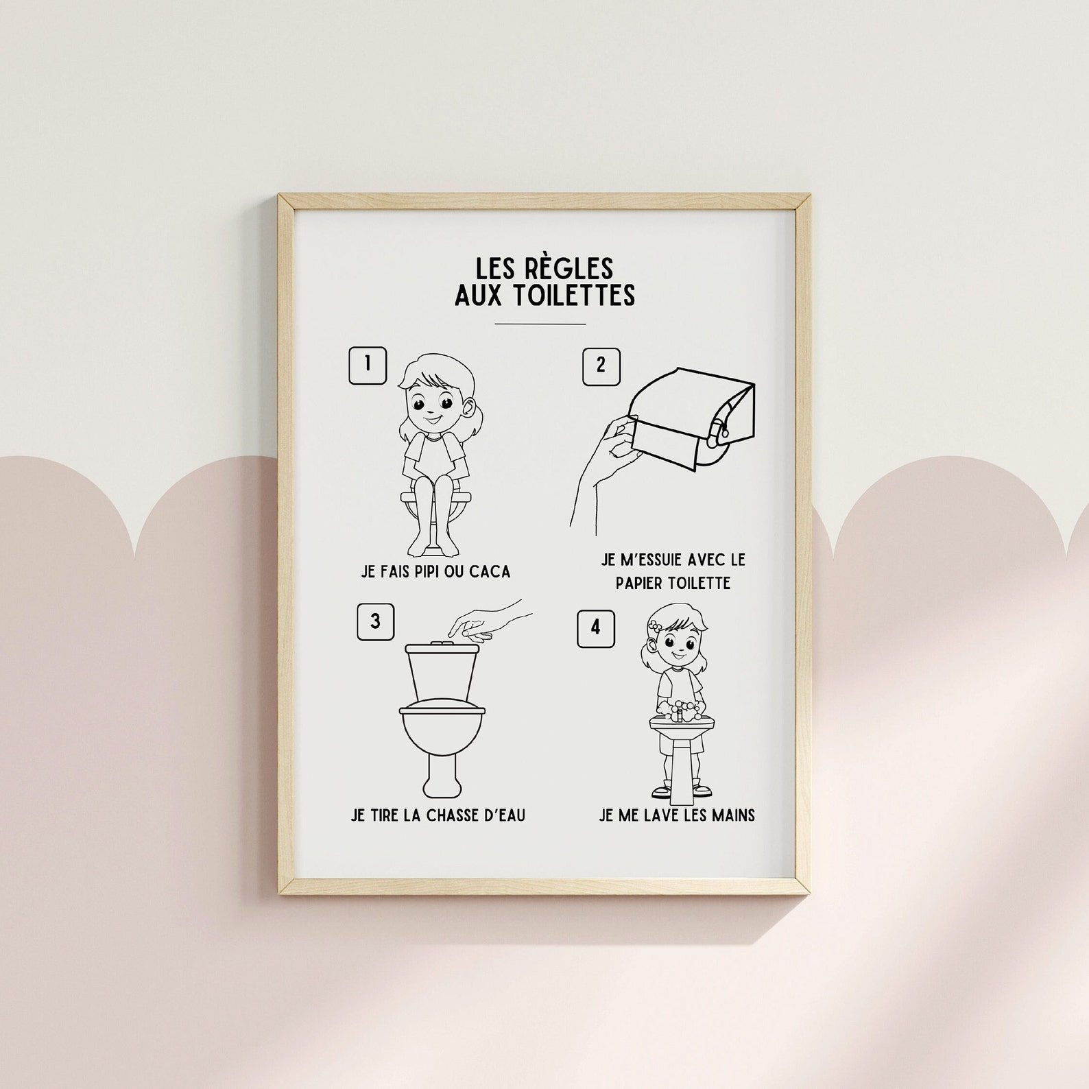 Règles aux toilettes à colorier pour enfants, Affiche WC enfant à ...