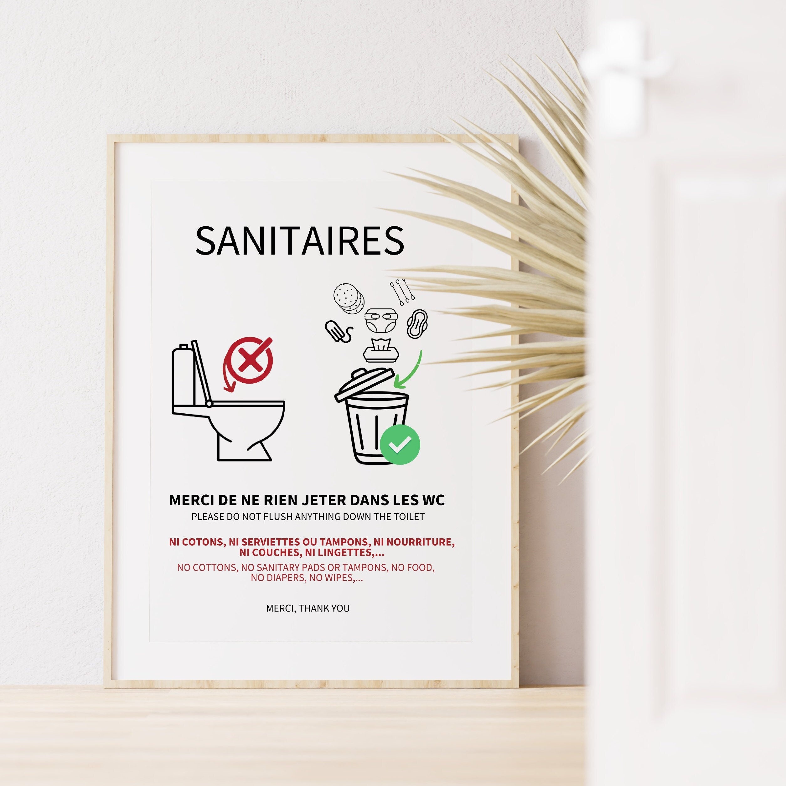 Affiche WC à imprimer : Ne rien jeter dans les Toilettes, en français ... Affiche WC à imprimer : Ne rien jeter dans les Toilettes, en français ...